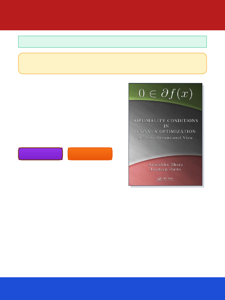 Optimality Conditions in Convex Optimization A Finite dimensional View 1st Edition Joydeep Dutta ...