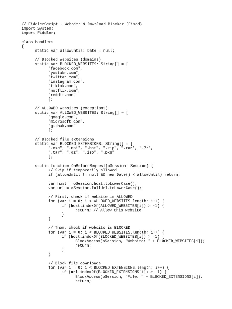 FiddlerScript Website Blocker Tool | PDF | Websites | Software Engineering