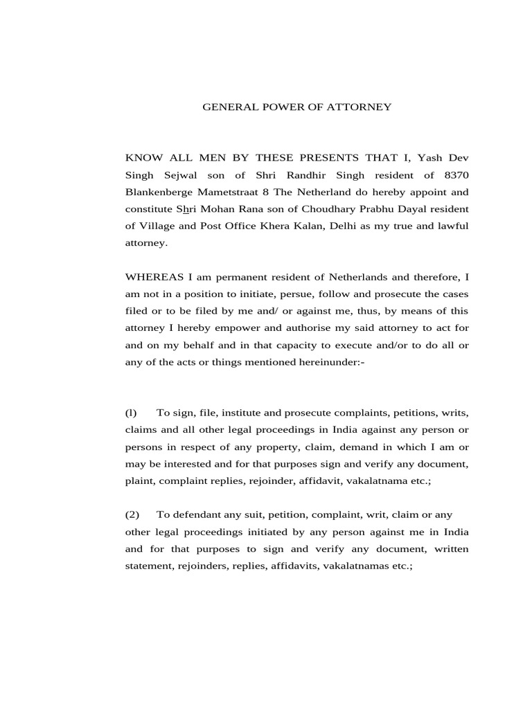 General Power of Attorney | PDF | Divorce | Lawsuit
