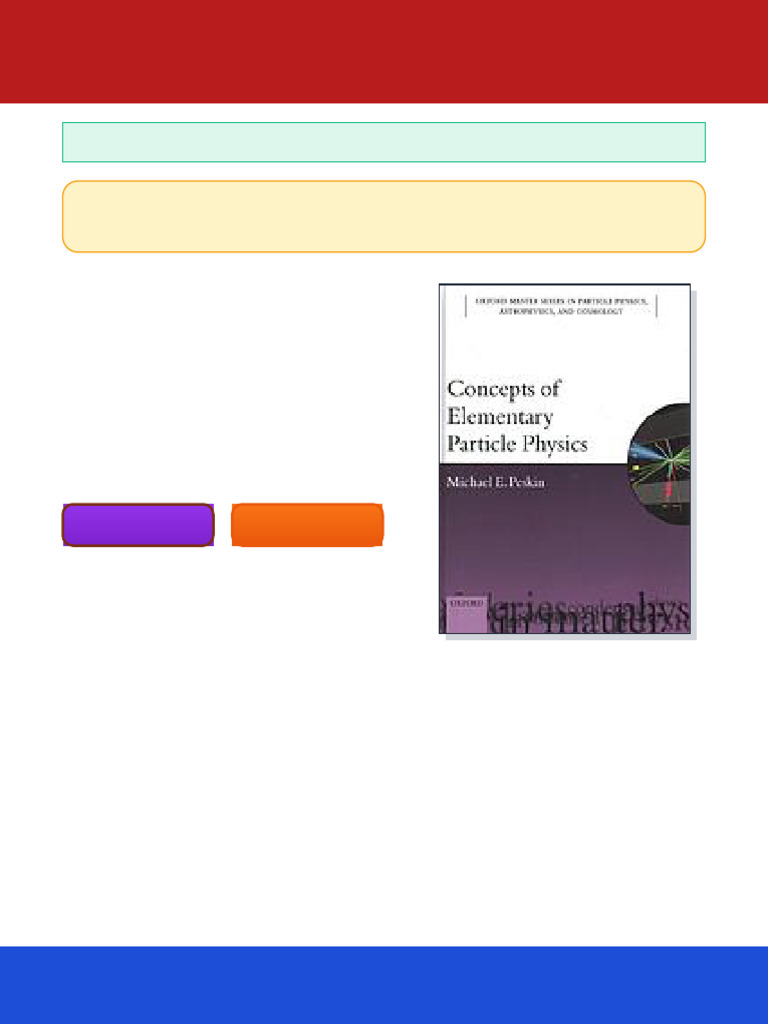 Concepts of Elementary Particle Physics First Edition Peskin Ebook ...