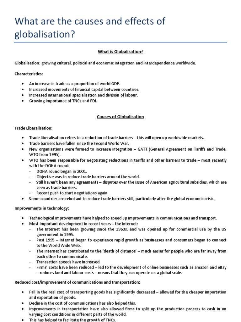 Causes of Globalization Explained | PDF | Trade | World Trade Organization