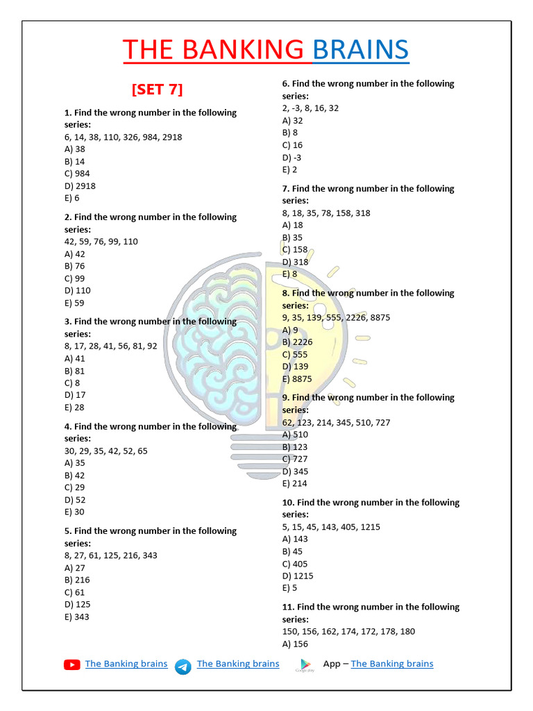 Identify Wrong Numbers in Series | PDF | Number Theory | Numbers