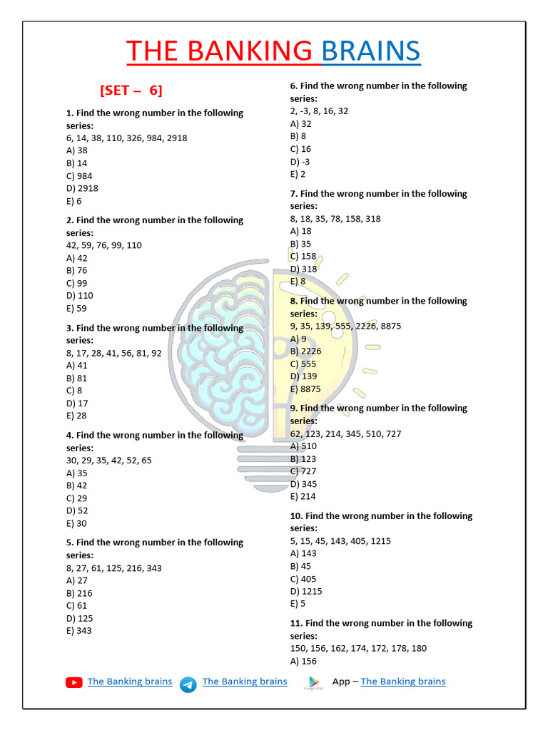 Identify Wrong Numbers in Series | PDF | Number Theory | Numbers