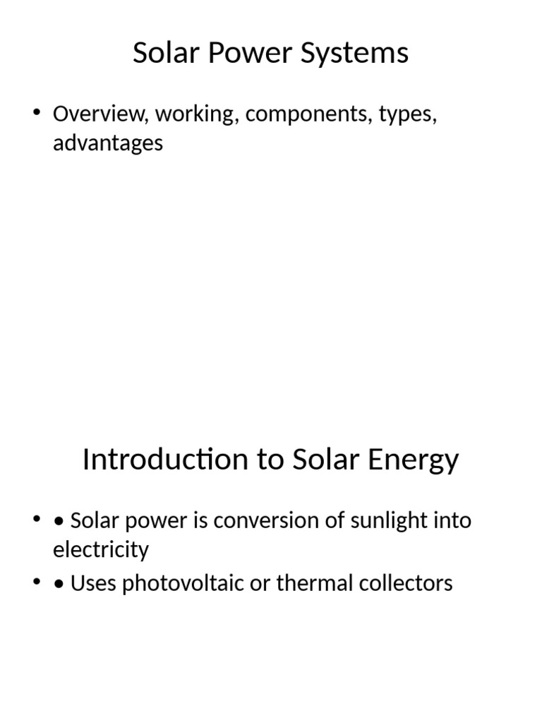Solar Power Systems Presentation | PDF
