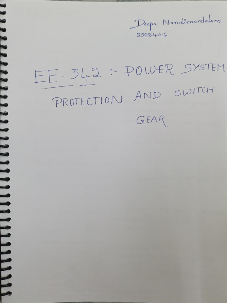 EE 342 Power System Protection and Switch Gear | PDF