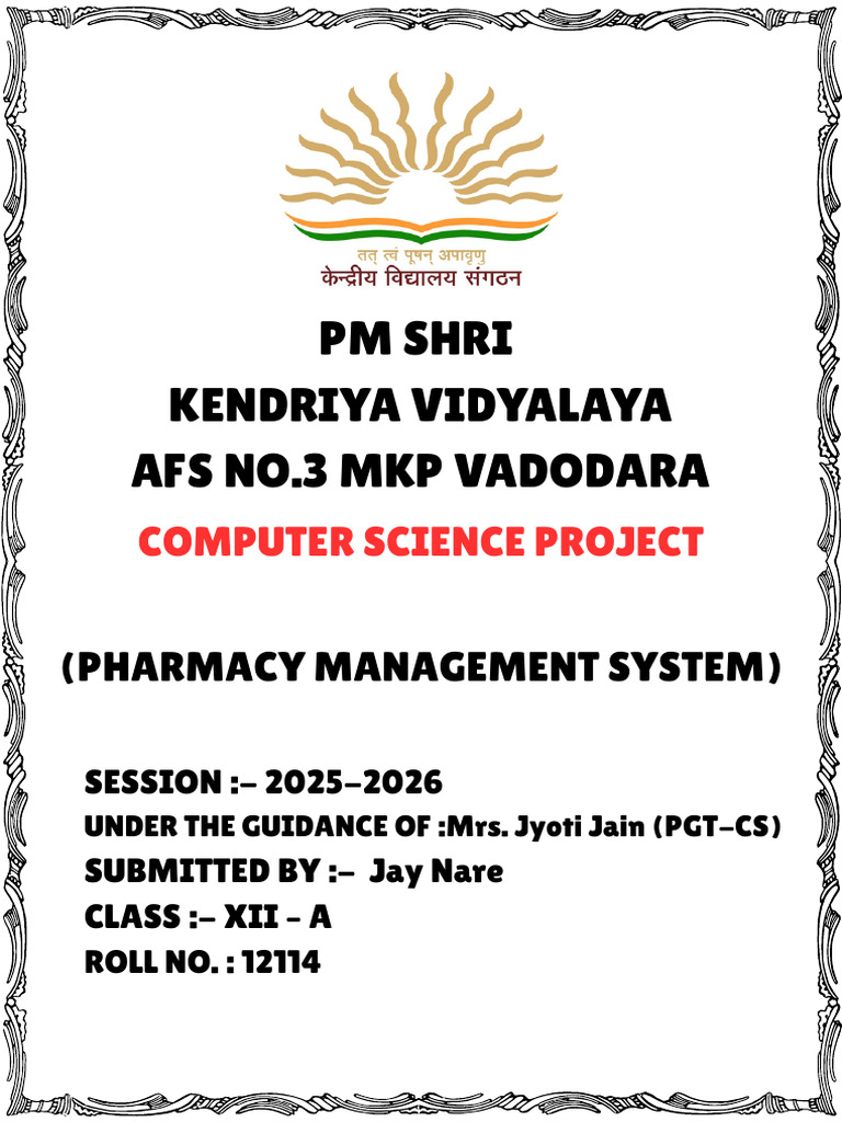 Pharmacy Management System Project | PDF