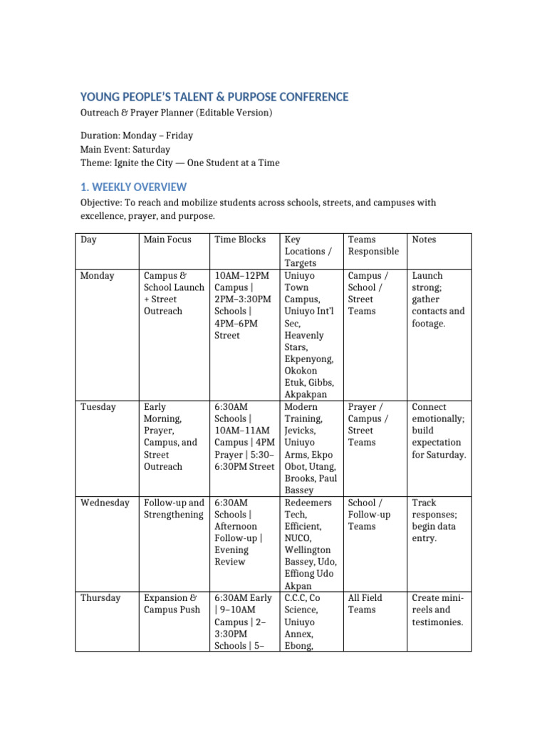 Outreach_and_Prayer_Planner_Editable | PDF