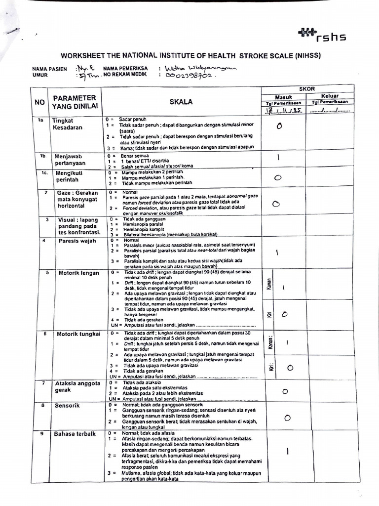 Score NIHSS PX Ny. E | PDF