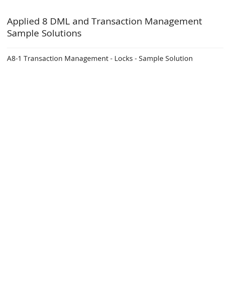 Applied 8 DML and Transaction Management Sample Solutions | PDF | Sql ...