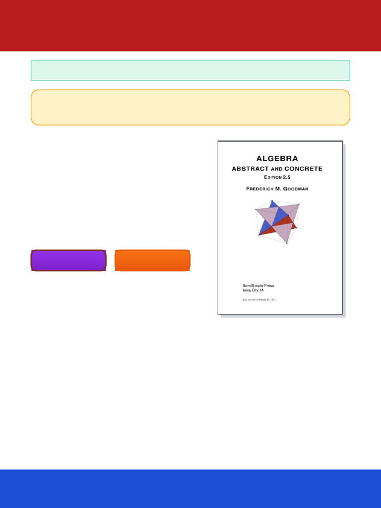 Algebra Abstract and Concrete Stressing Symmetry 2 5 Edition Frederick ...