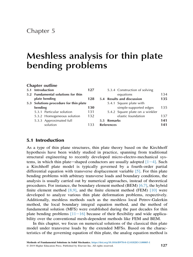 Meshless Methods for Thin Plate Bending | PDF | Bending | Finite ...