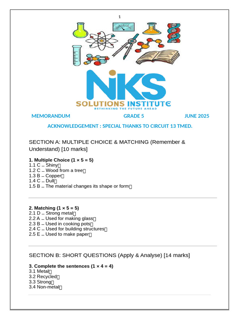 2025 NST Grade 5 Exam Guidelines#Nks | PDF | Multiple Choice