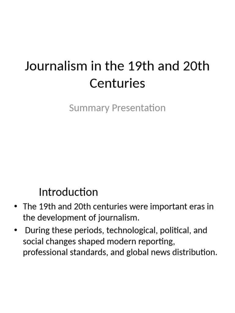 Journalism 19th 20th Centuries | PDF
