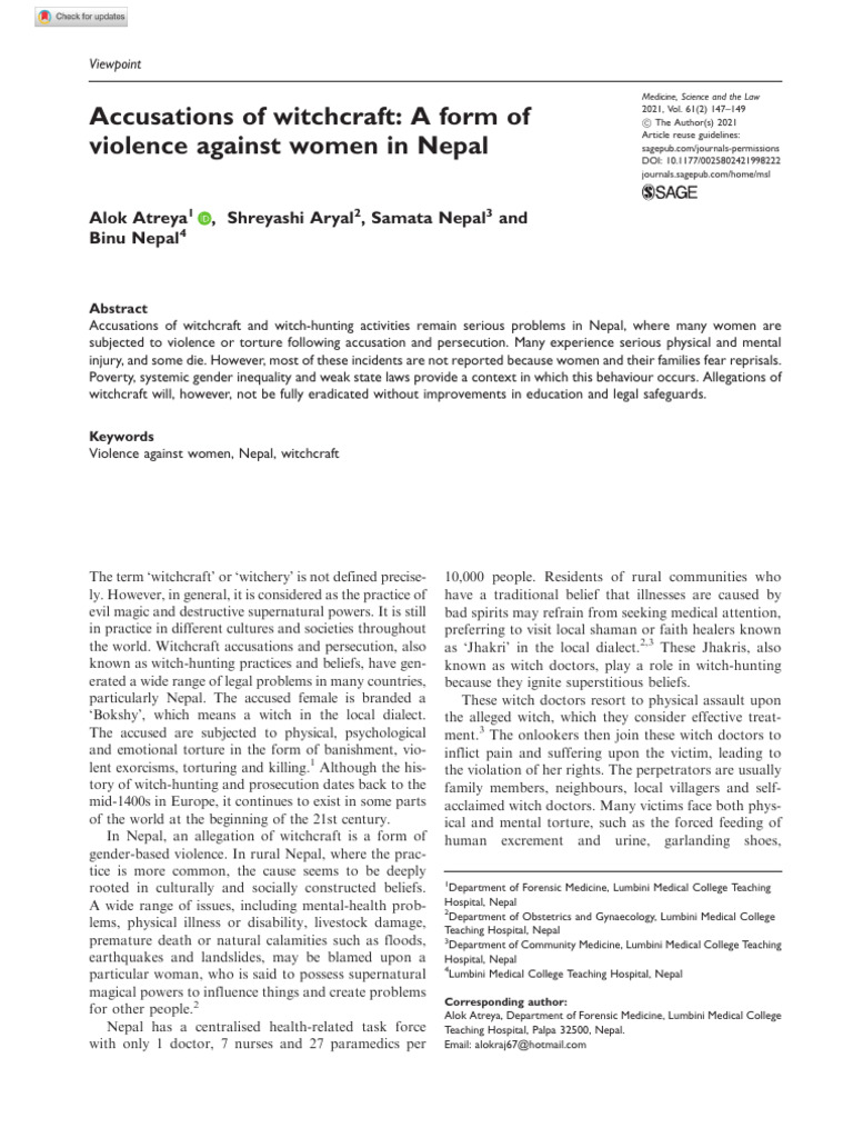 Witchcraft Accusations and Violence in Nepal | PDF | Witchcraft