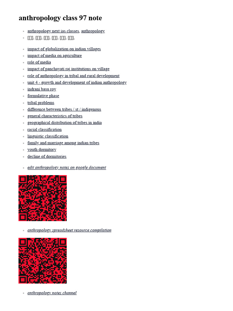 Anthropology Class 97 Note: Edit Anthropology Notes On Google Document ...