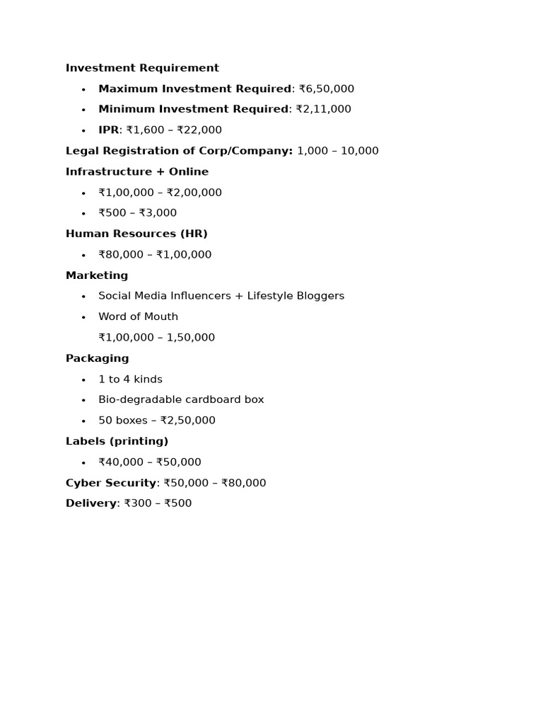 Investment Requirement | PDF