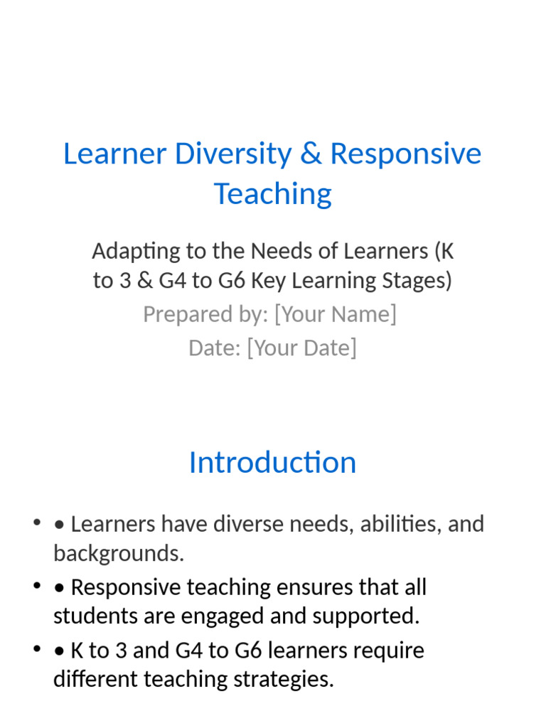 Learner Diversity Responsive Teaching Blue Theme | PDF | Learning ...