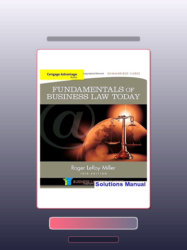 Test Bank of Cengage Advantage Fundamentals of Business Law Today ...