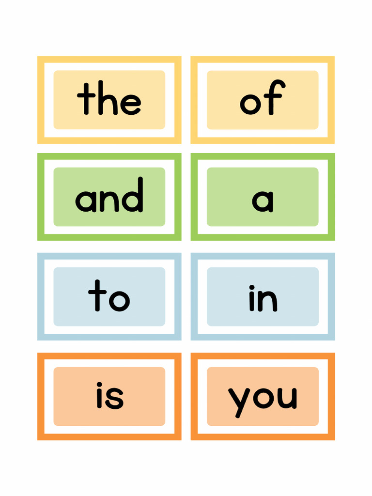 Sight Words Flashcards Yellow Green Retro Style | PDF