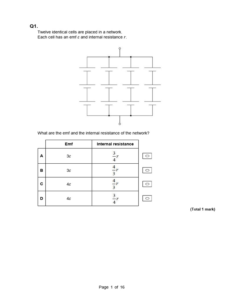 Internal Resistance and EMF Calculations | PDF | Voltage | Electrical ...