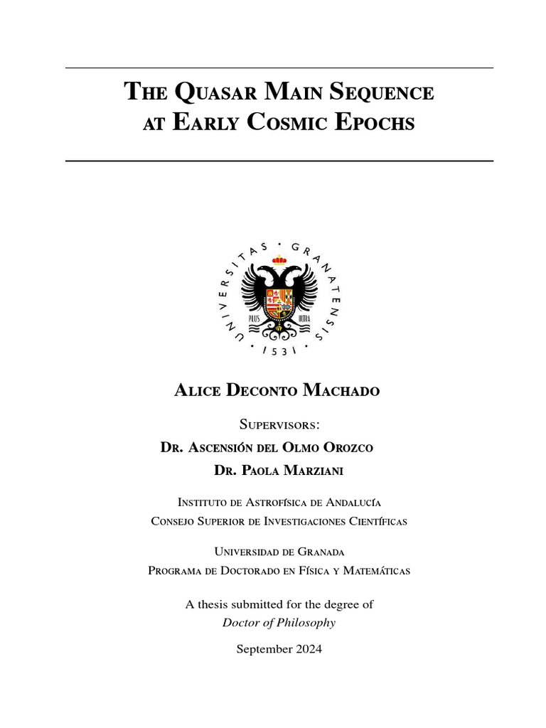 Quasar Main Sequence at High Redshift | PDF | Astronomy | Physical ...