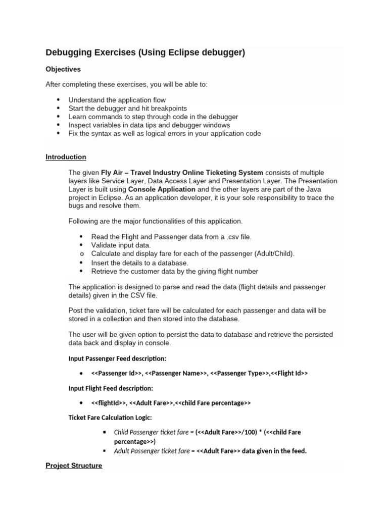 Debugging Exercises - Eclipse | PDF | Debugging | Databases