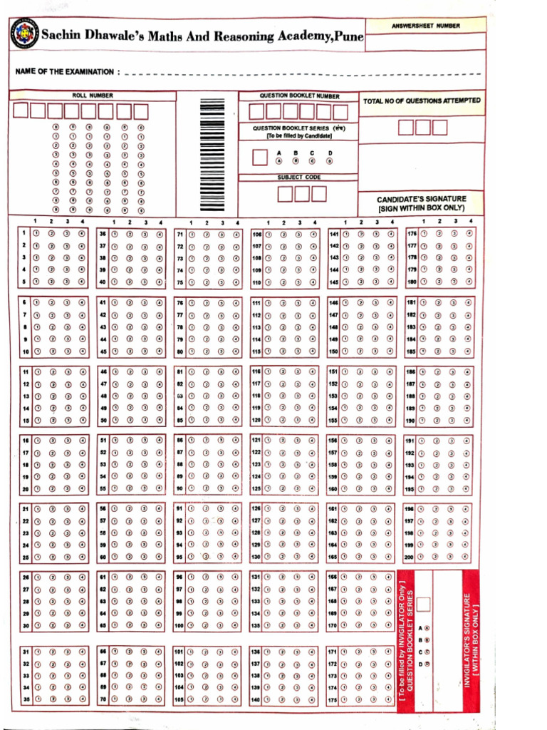 Omr Sheet Sachin Dhawale | PDF
