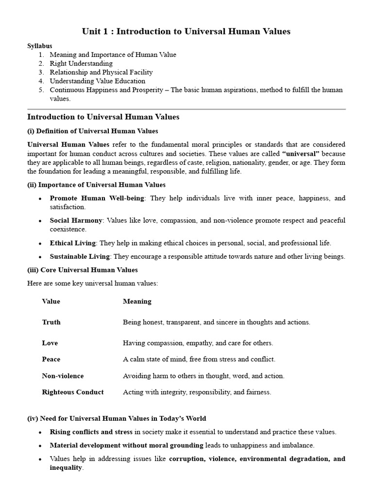 Introduction to Universal Human Values | PDF | Well Being | Value (Ethics)