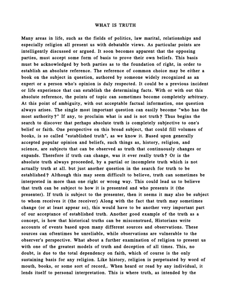 What Is Truth | PDF | Truth | Faith