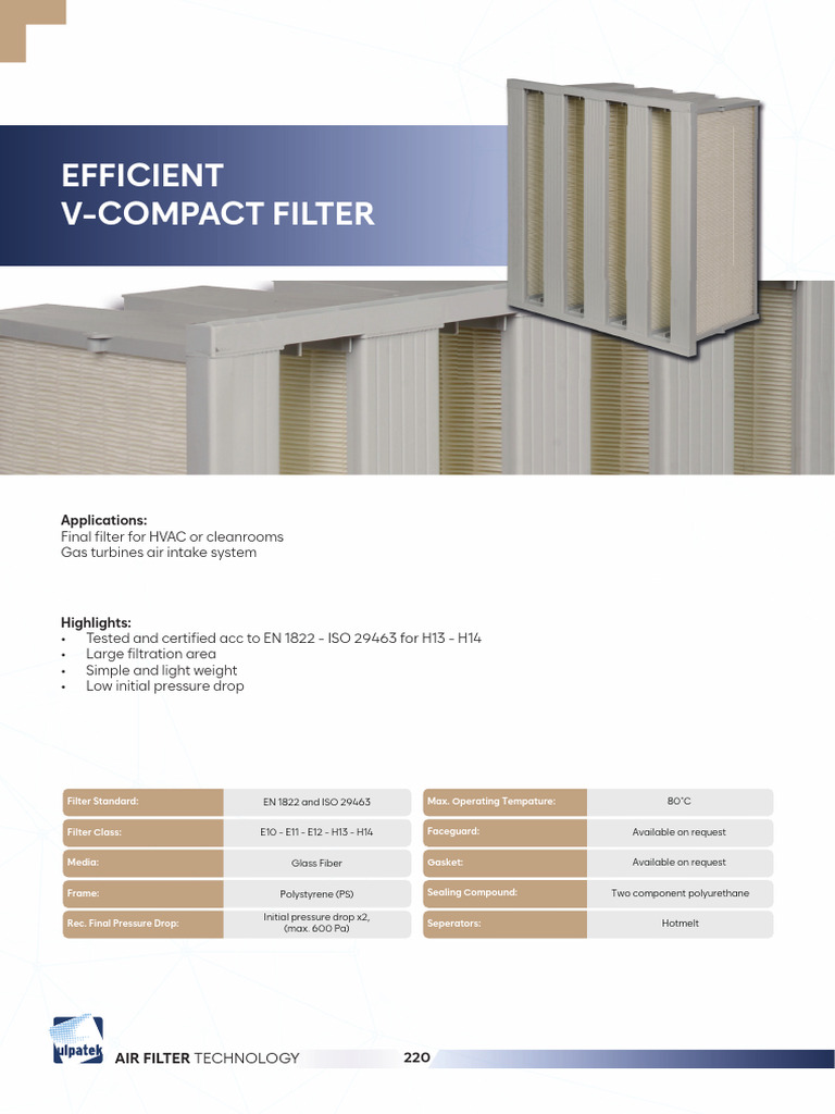 Efficient V-Compact Air Filters Guide | PDF | Chemical Equipment ...