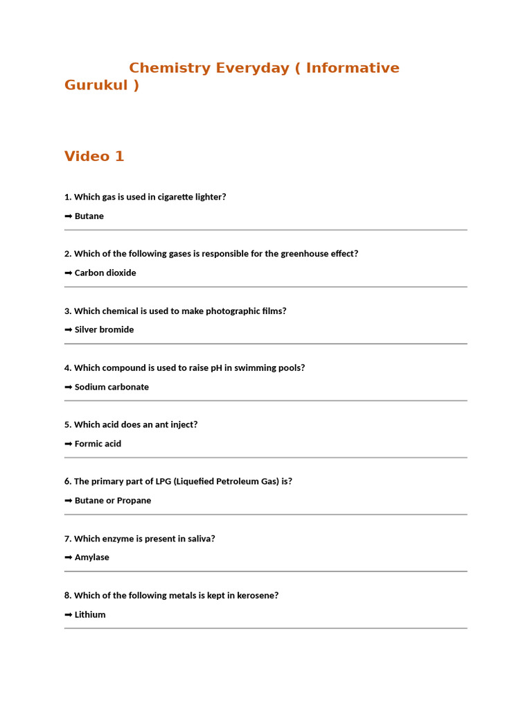 Essential Chemistry Facts and Concepts | PDF | Chemical Elements ...