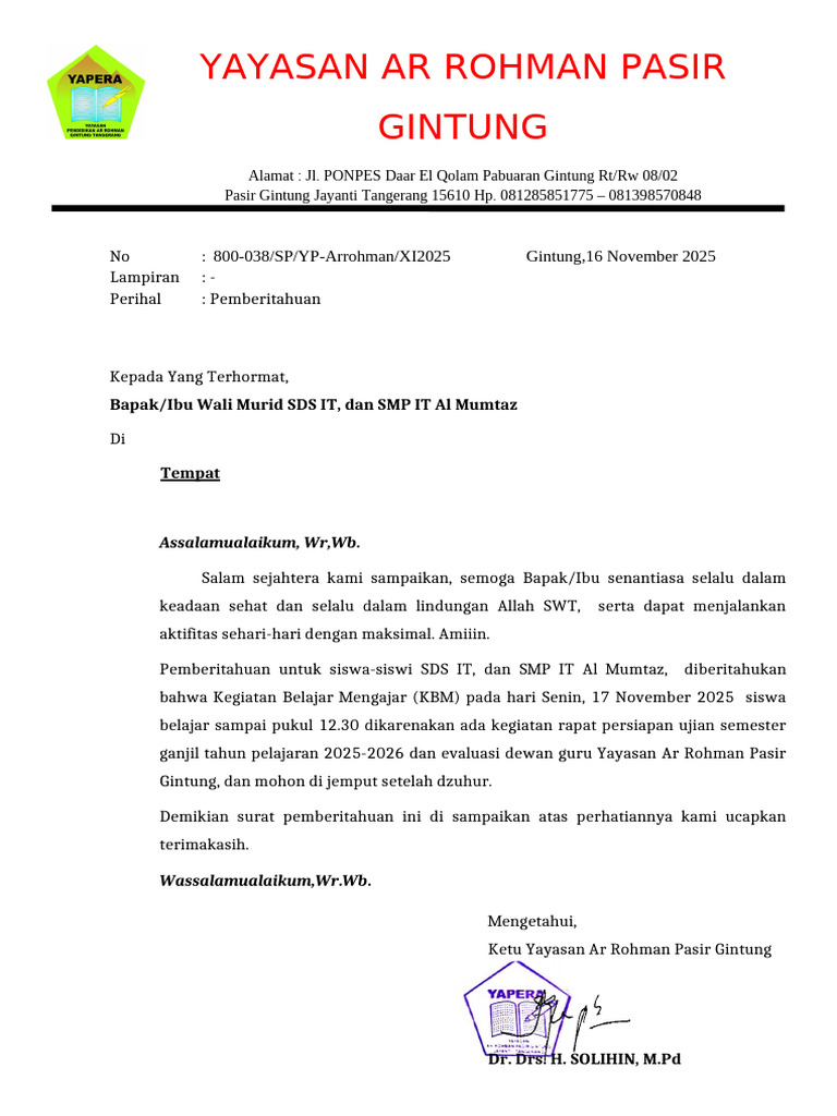 Surat Pemberitahuan _104707 | PDF