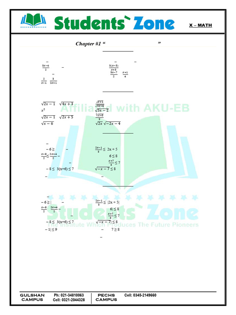 X Math Linear Equation AKU-EB w.sheet | PDF | Mathematics