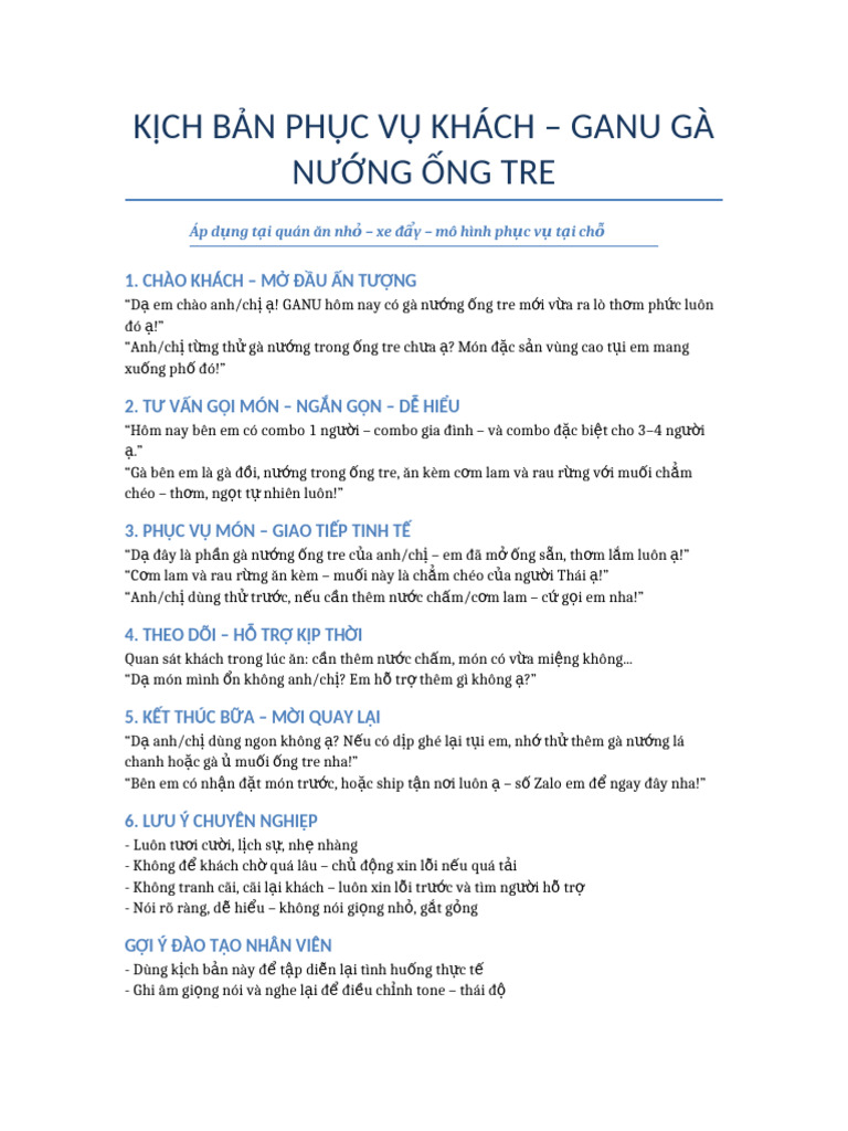 Kich Ban Phu Vu GANU | PDF