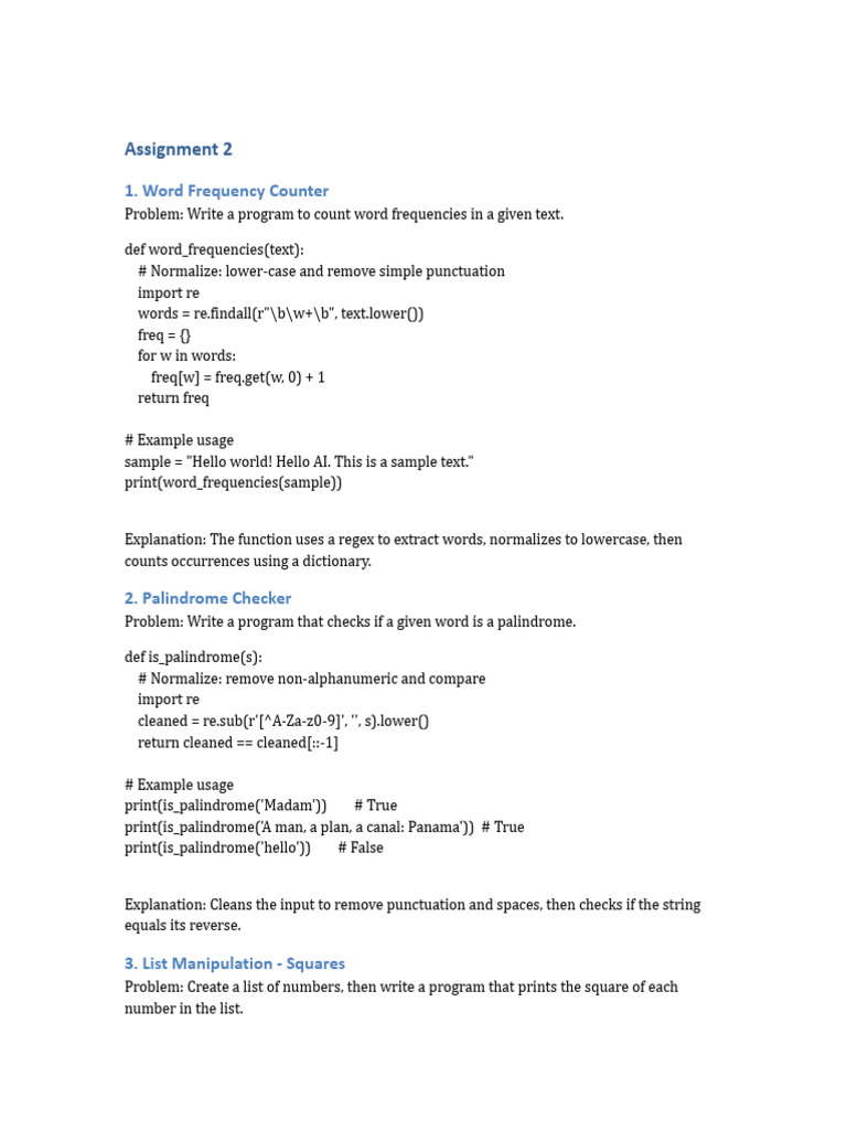 Python Programs: Word Count & Palindrome | PDF