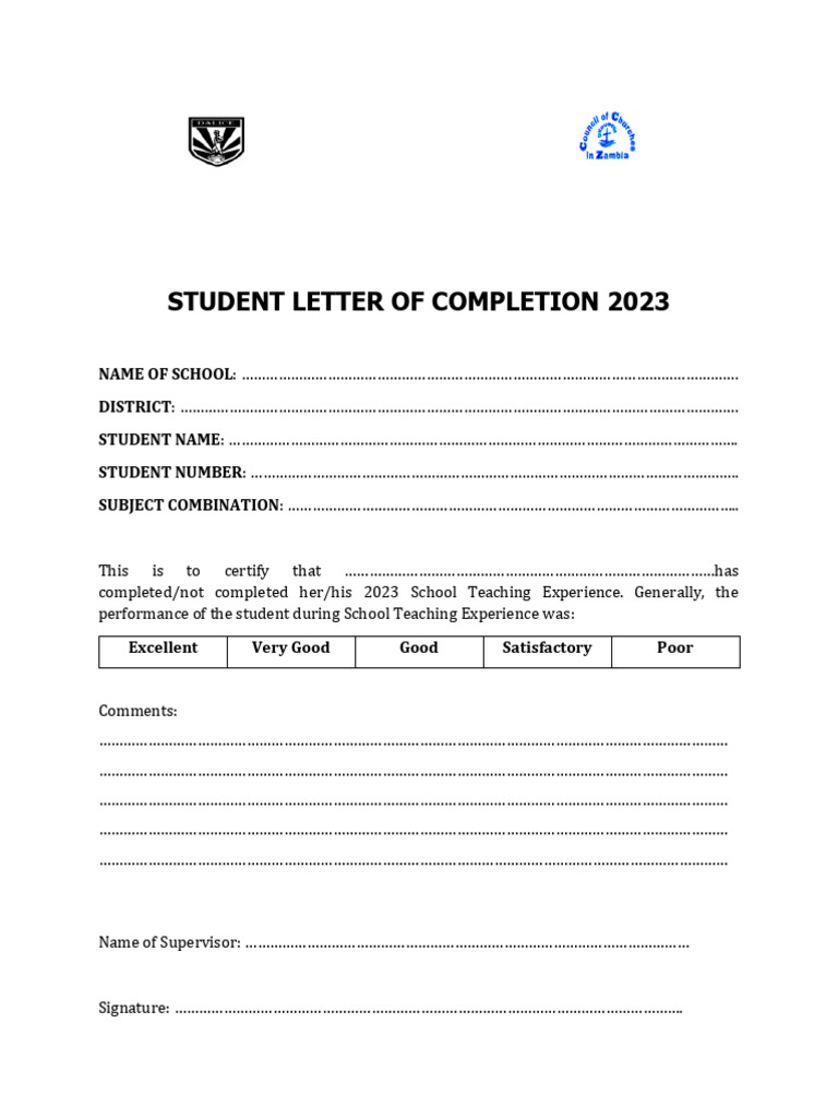 Student Letter of Completion Latest 2021 | PDF