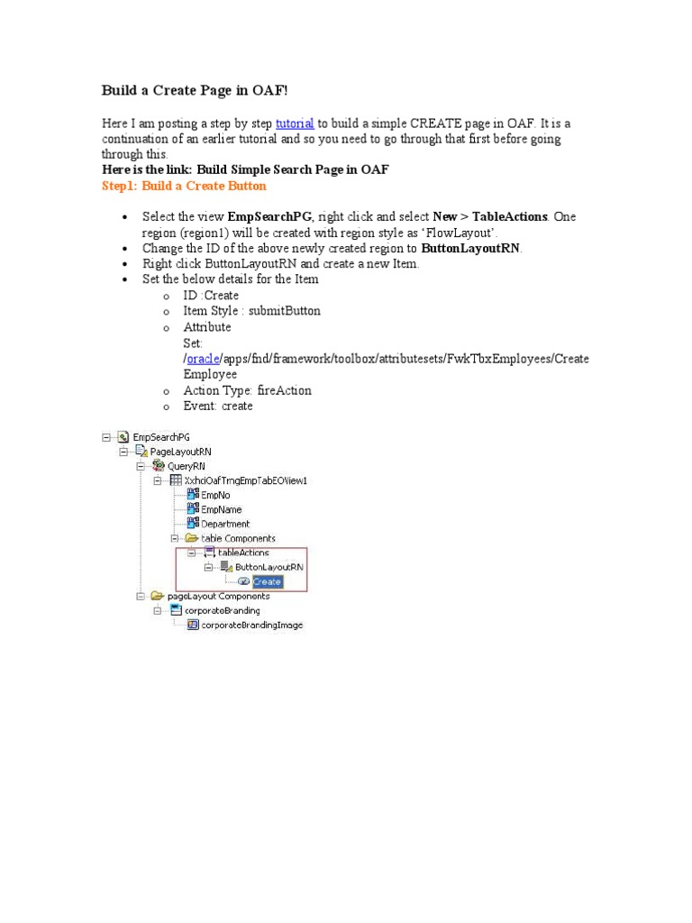 Build A Create Page In Oaf Pdf Database Transaction Java Programming Language