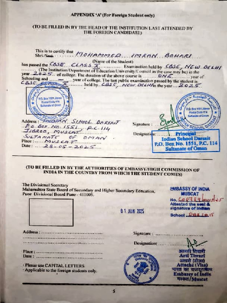 Foreign Student Certification Form | PDF | Schools