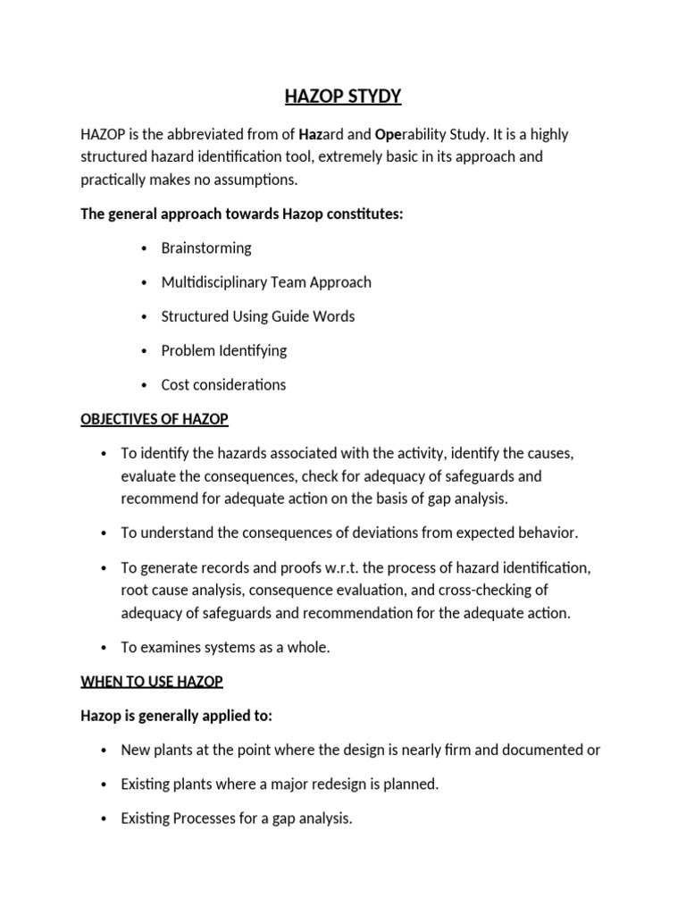 Hazop Study | PDF | Leak | Mechanical Engineering