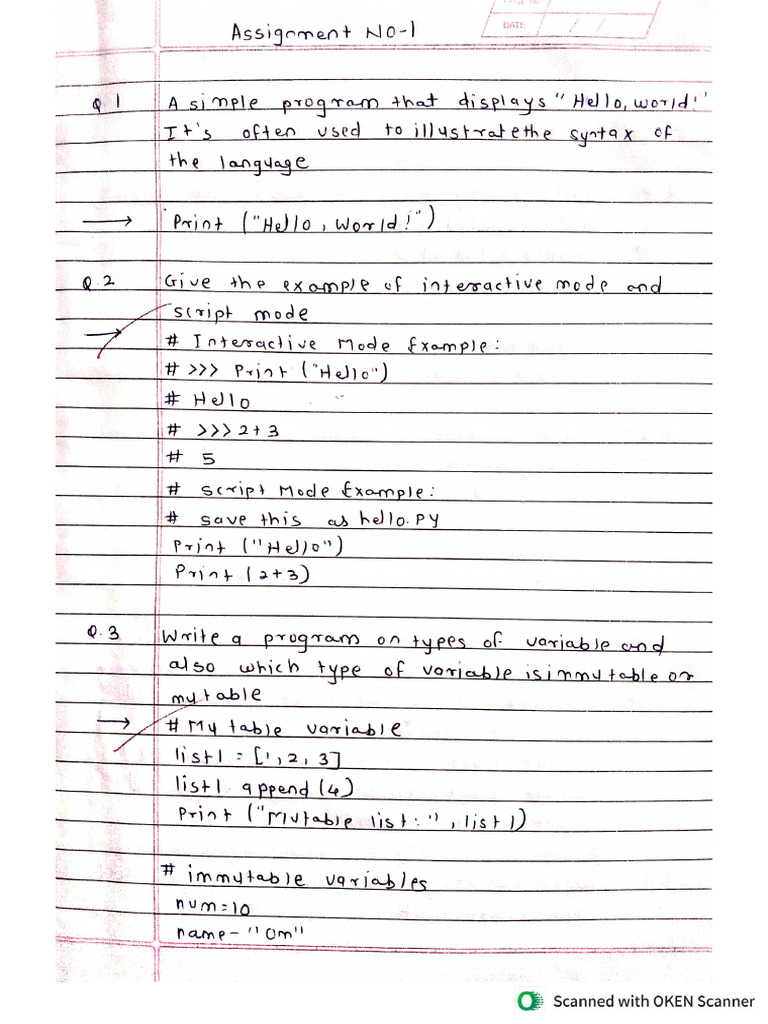 Python Assignment No 1 | PDF