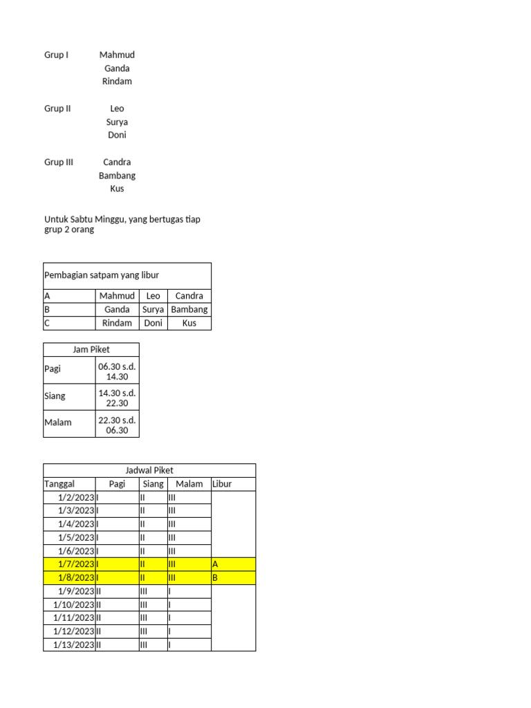 Jadwal Piket | PDF