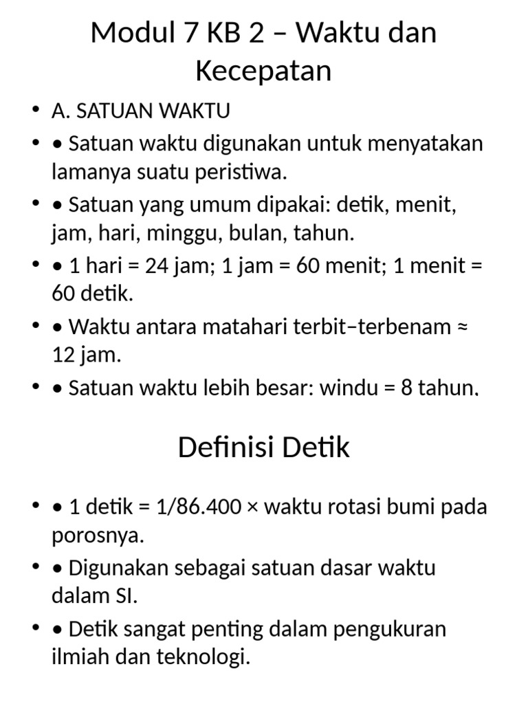 Modul 7 8 Waktu Kecepatan MataUang Panjang | PDF