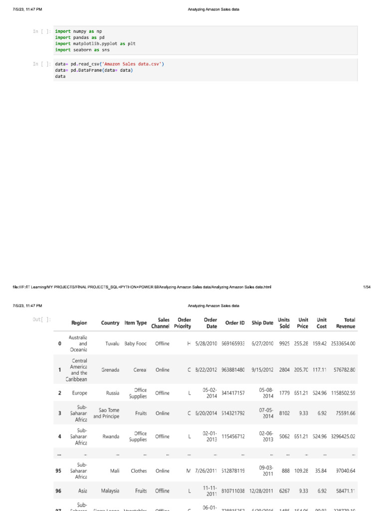 Amazon Sales Data - Python | PDF