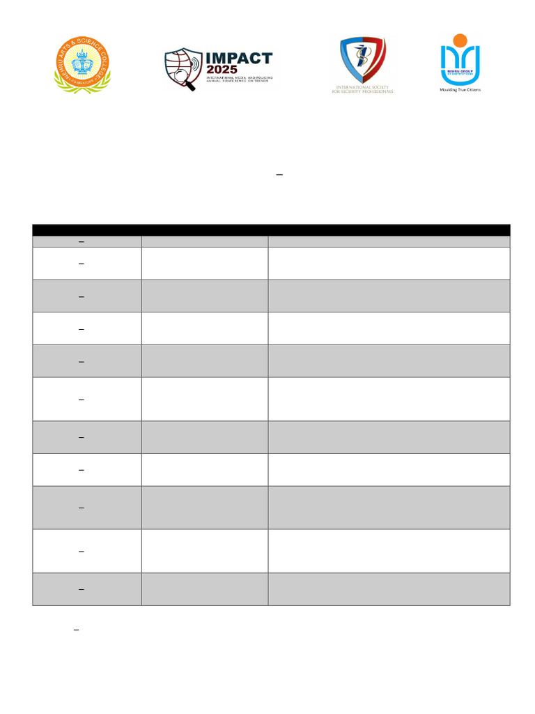 Conference Schedule | PDF | Crimes | Crime & Violence