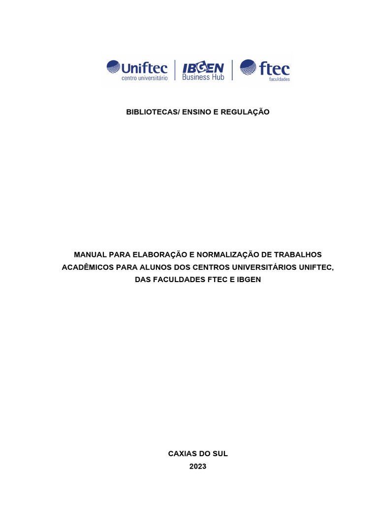 Manual de Normalização Acadêmica FTEC | PDF | Citação | Publicações ...