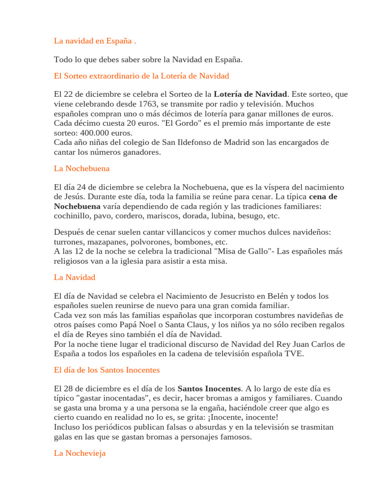 Tradiciones de Navidad en España | PDF | Navidad | Nochebuena
