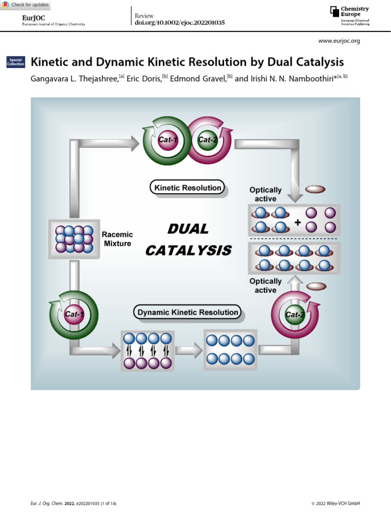 Eur J Org Chem - 2022 - Thejashree - Kinetic and Dynamic Kinetic ...