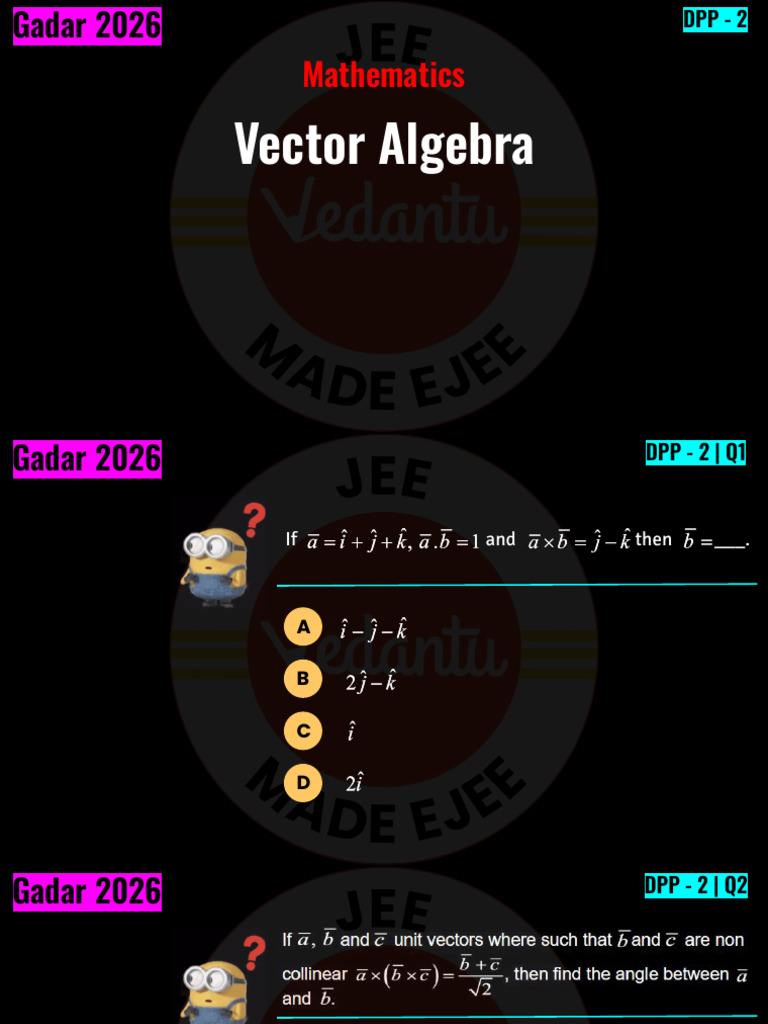 Vector Algebra DPP - JEE2026 | PDF | Algebra | Mathematics