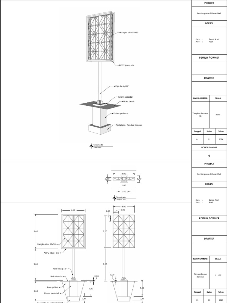 Rencana Pembangunan Billboard 4x6 Aceh | PDF