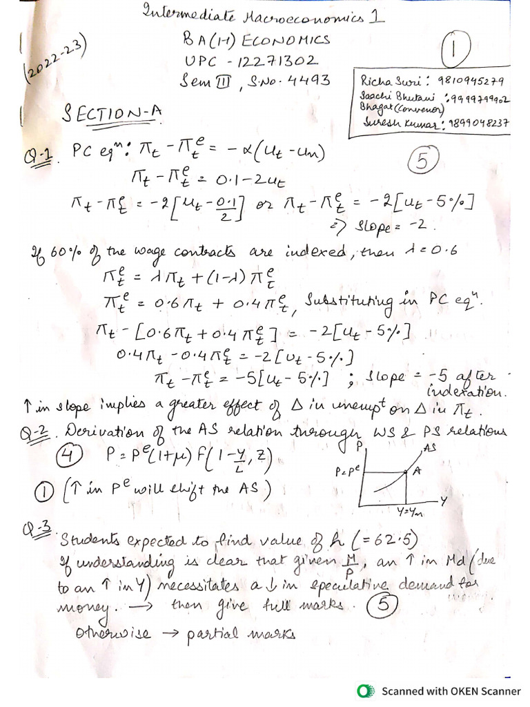 Intermediate Macroeconomics 1 Solution Set 22-23 | PDF